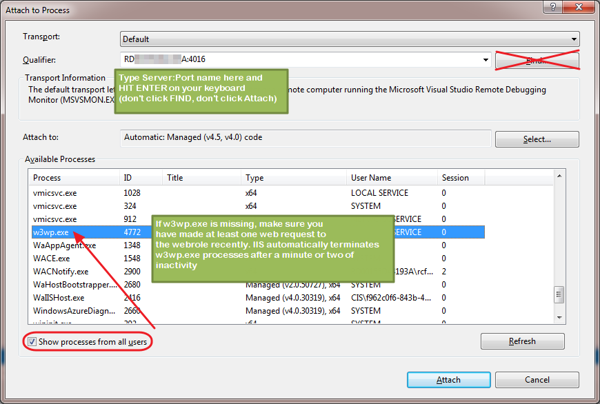 Remotely debugging a Windows Azure webrole via Visual Studio Debugger ...